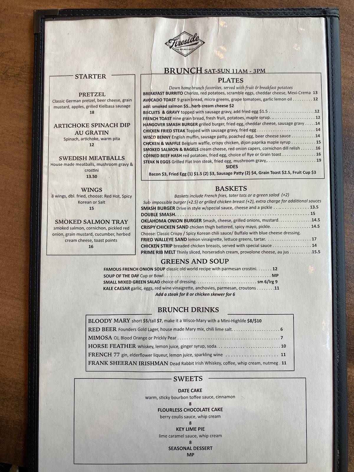 Menu at Fireside Burien pub & bar, Burien