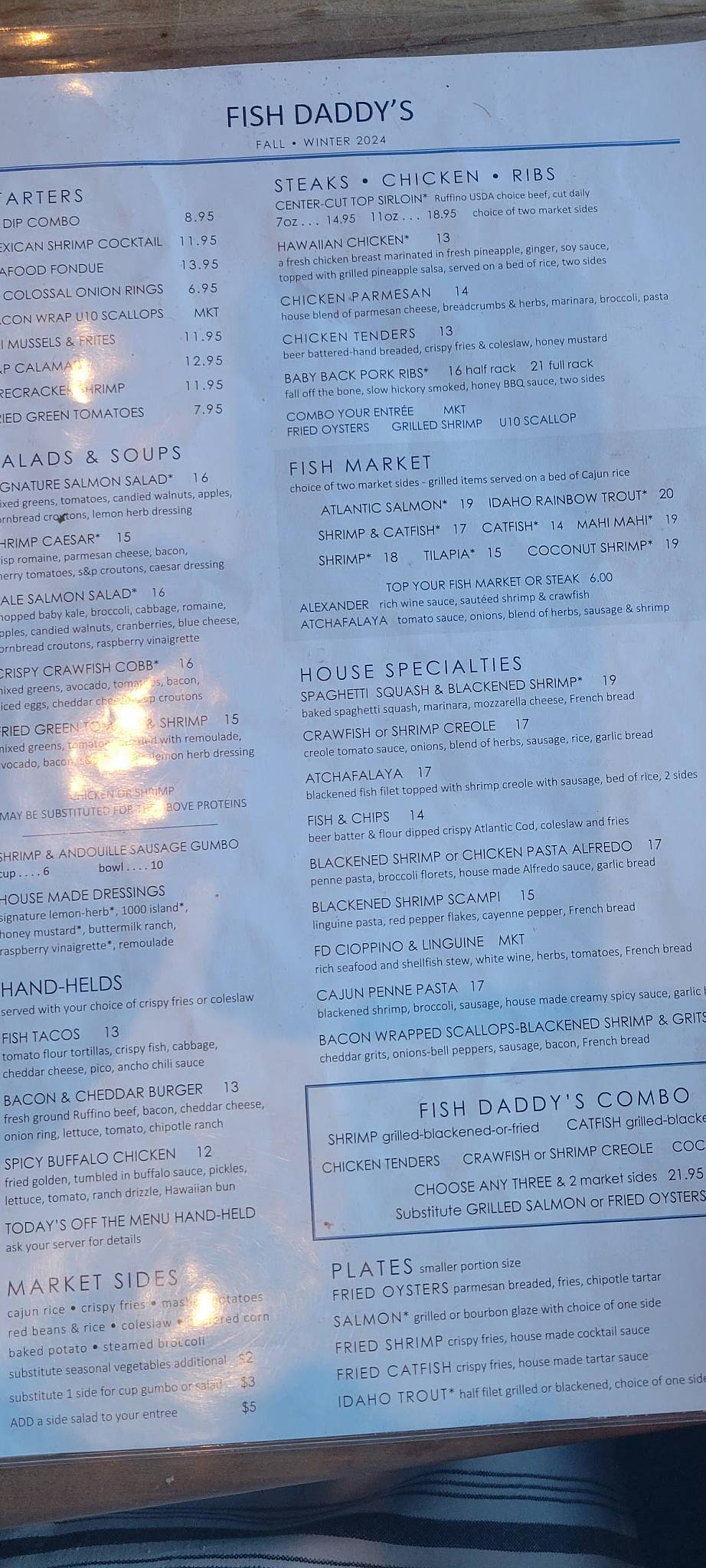 Menu at Fish Daddy's Grill House pub & bar, College Station