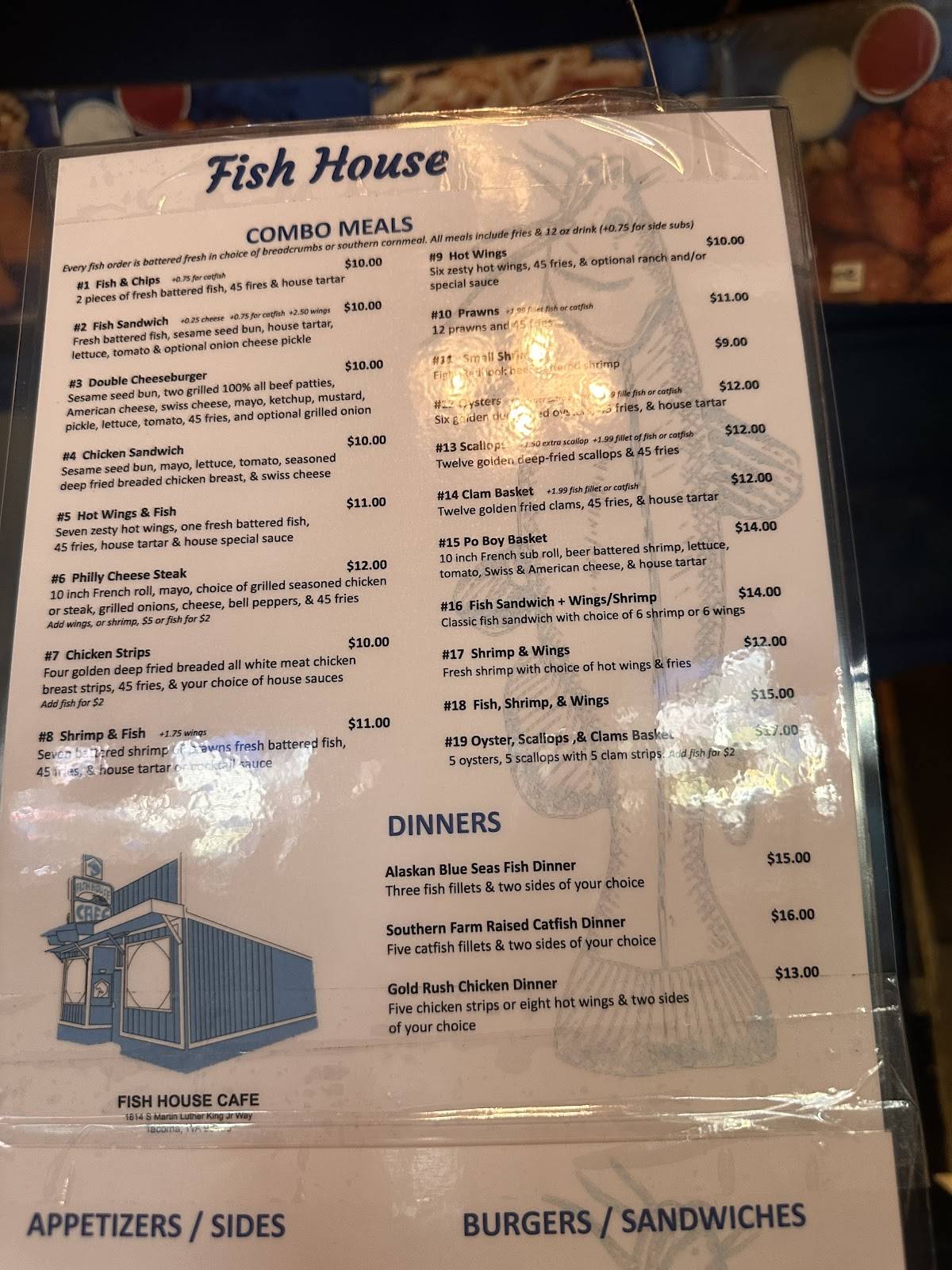 Menu at Fish House Cafe, Tacoma