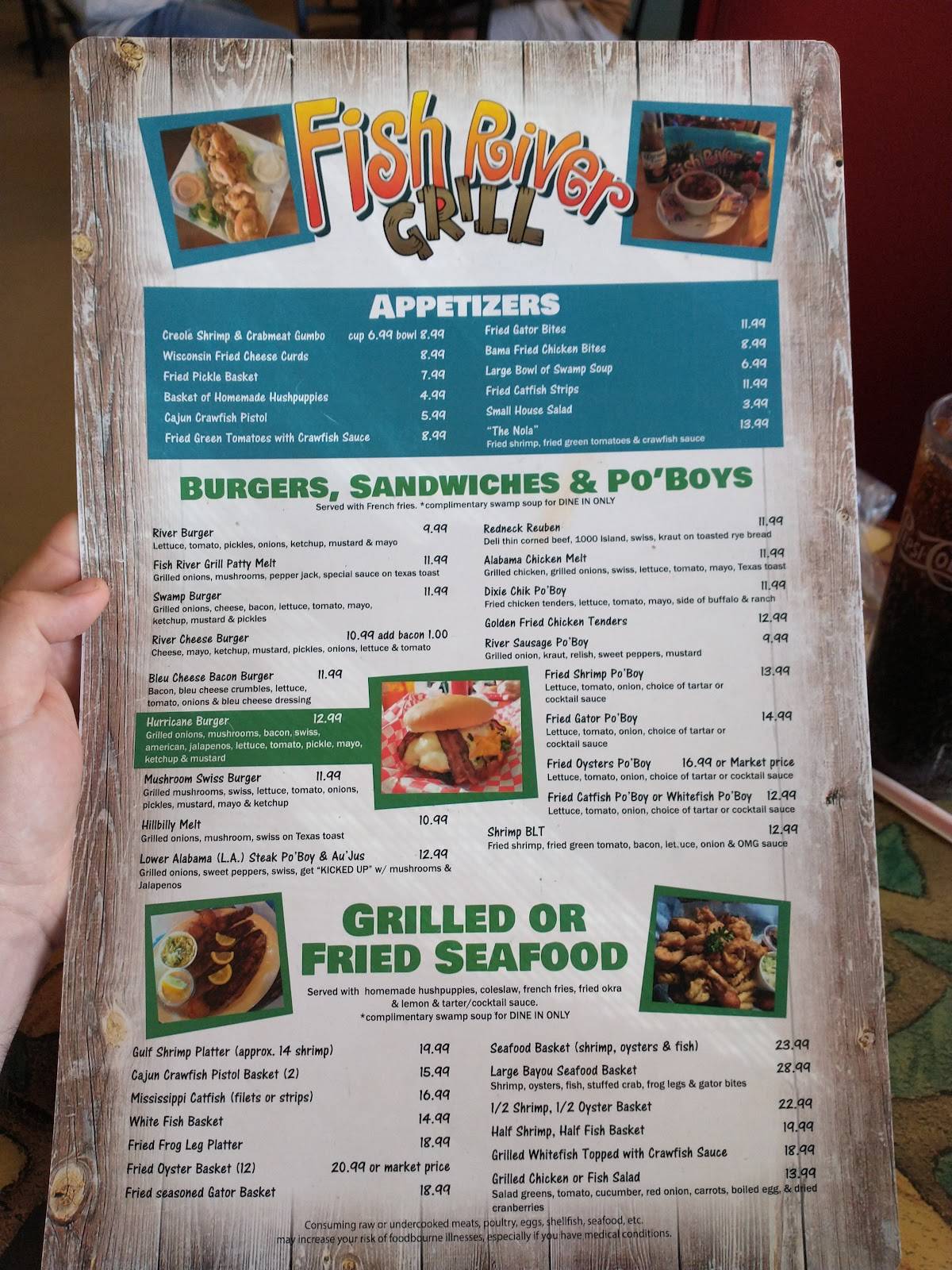 Menu at Fish River Grill restaurant, Gulf Shores