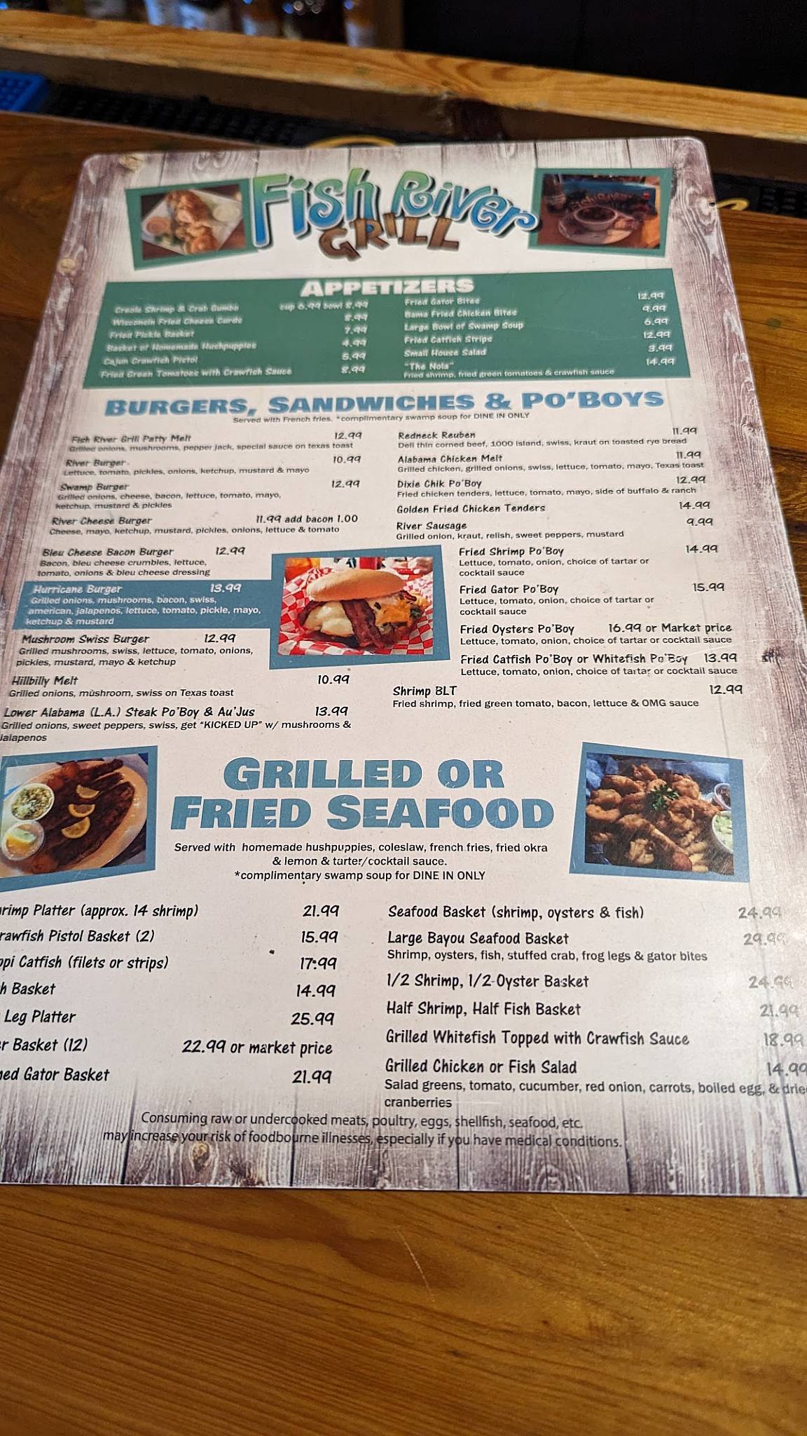 Menu at Fish River Grill restaurant, Gulf Shores