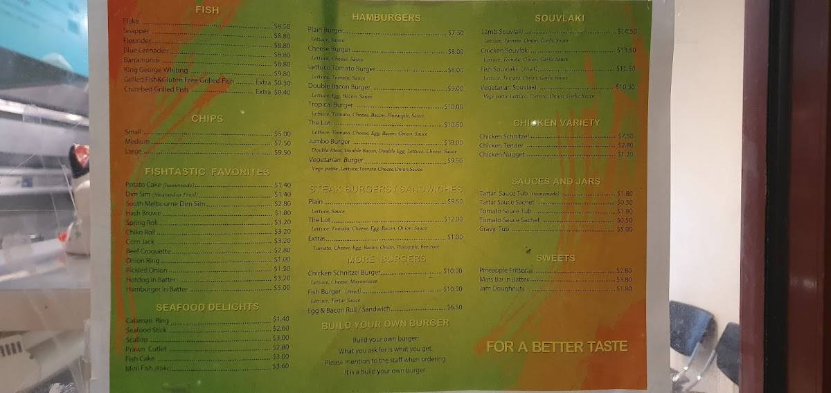 Menu at Fishtastic Fish and Chips fast food, Berwick