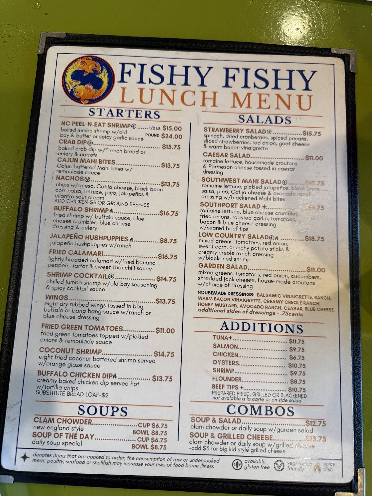 Menu at Fishy Fishy Cafe, Southport