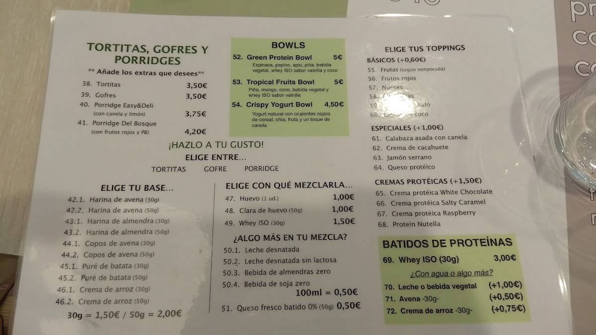 Carta del restaurante Fit Fat Food, Madrid