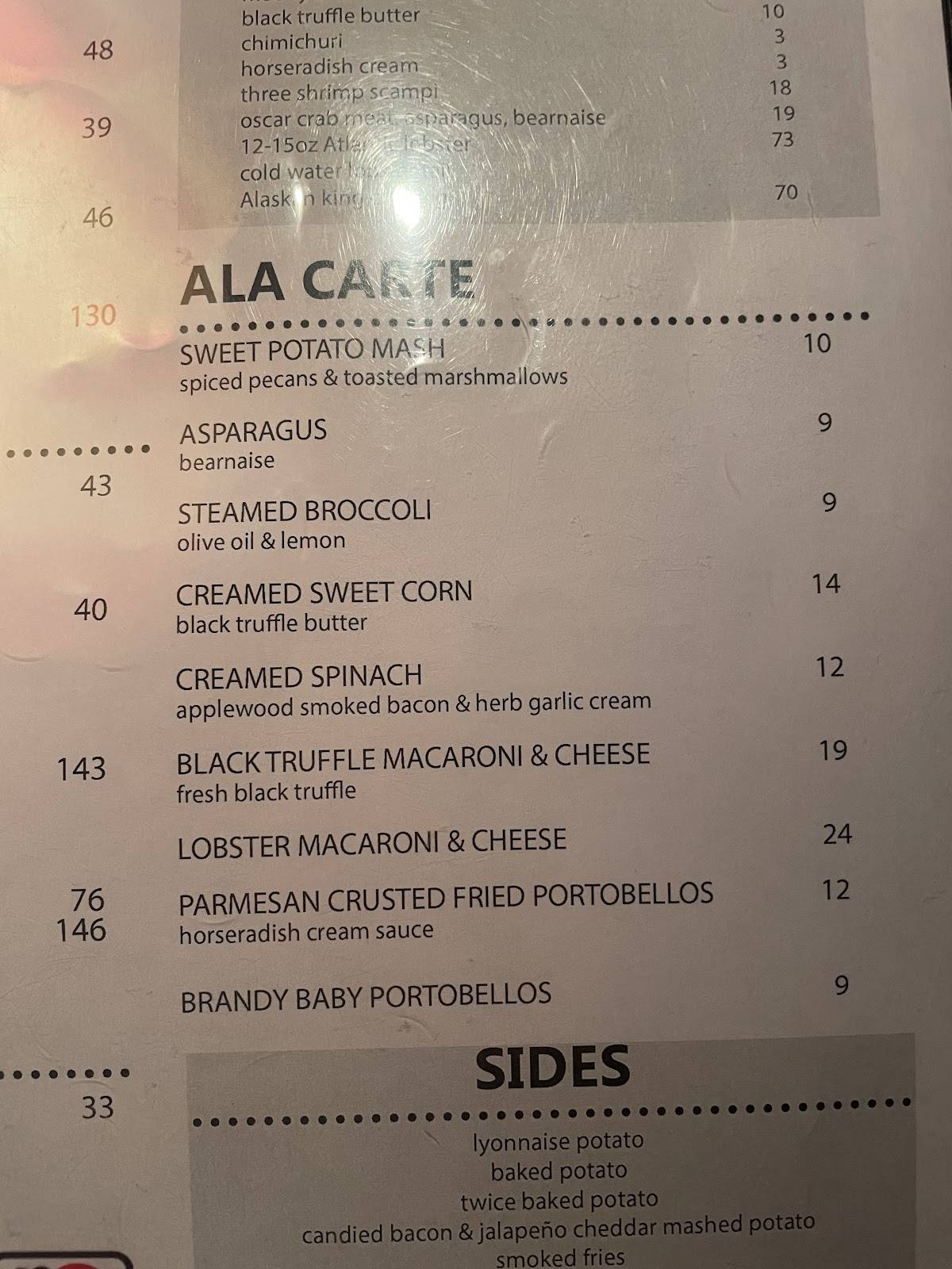 Menu at Flame Steakhouse & Wine Bar, Springfield, 314 W Walnut St