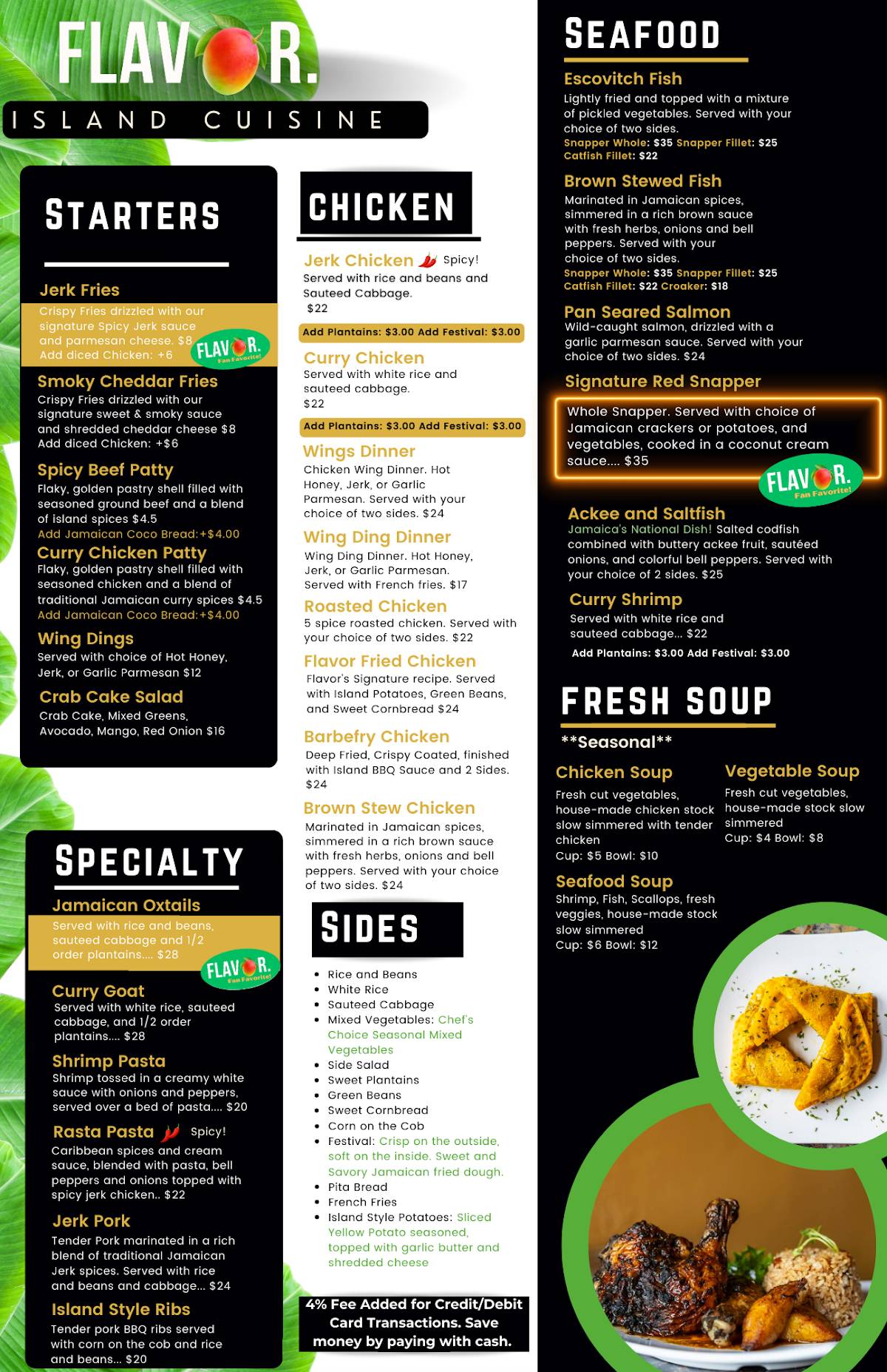 Menu at Flavor Caribbean Cuisine restaurant, Frankenmuth