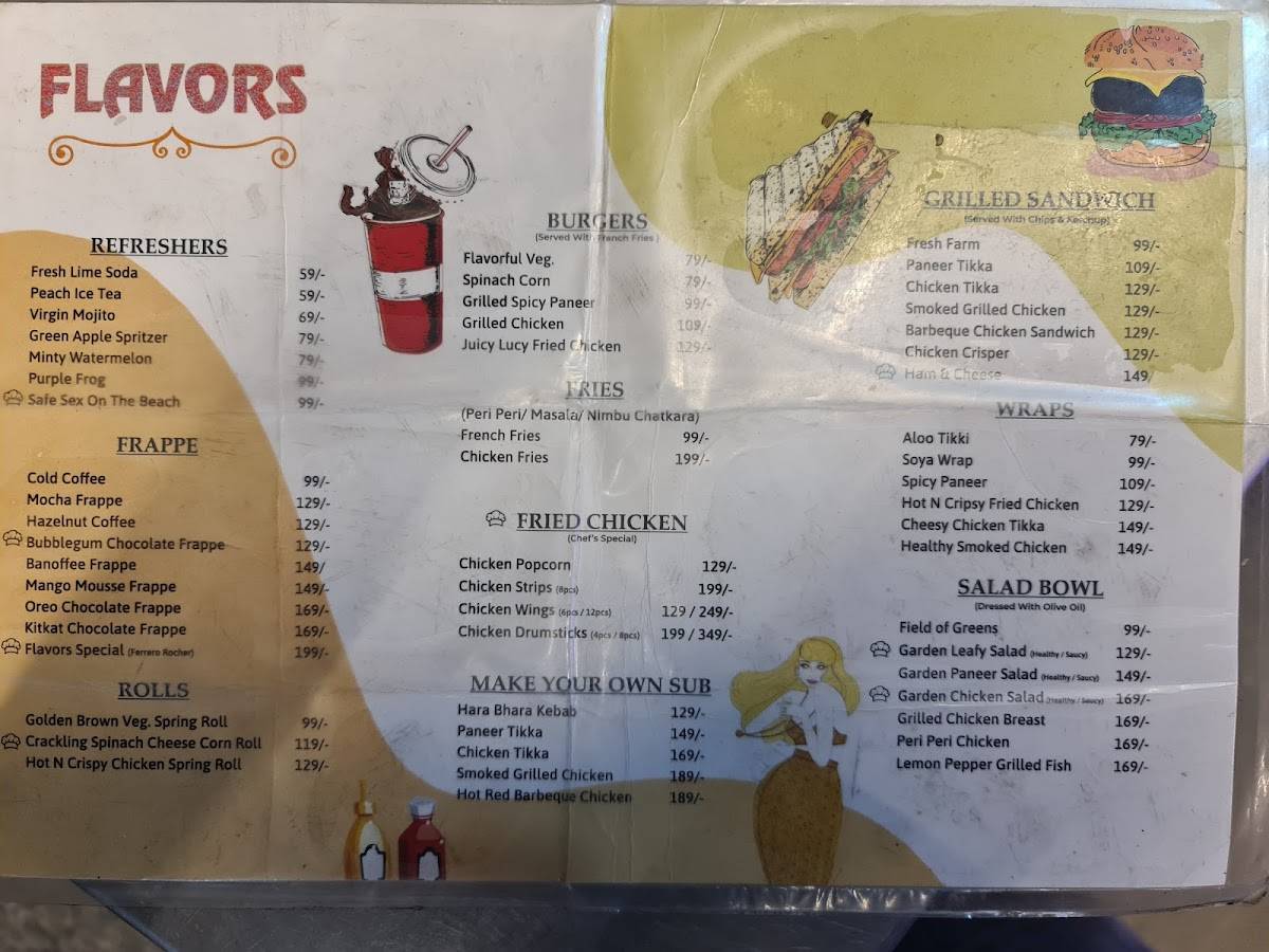 Menu at Flavors, Panchkula