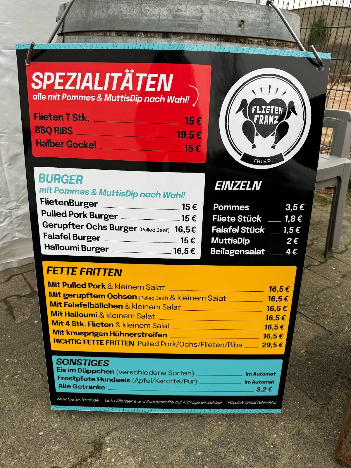 Menu at Flieten Franz Luxemburgerstr. BBQ, Trier