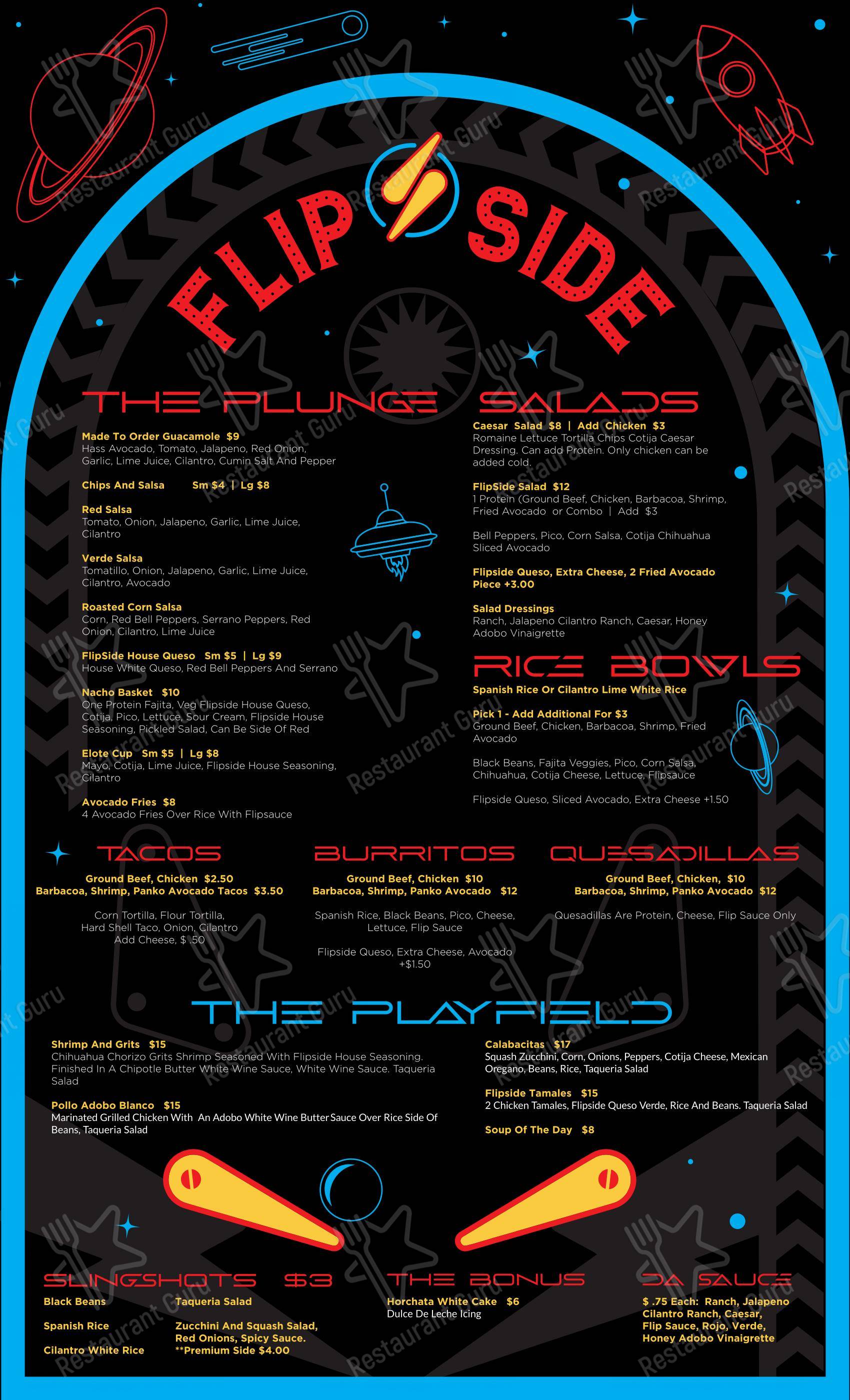 Menu at Flip Side pub & bar, Memphis