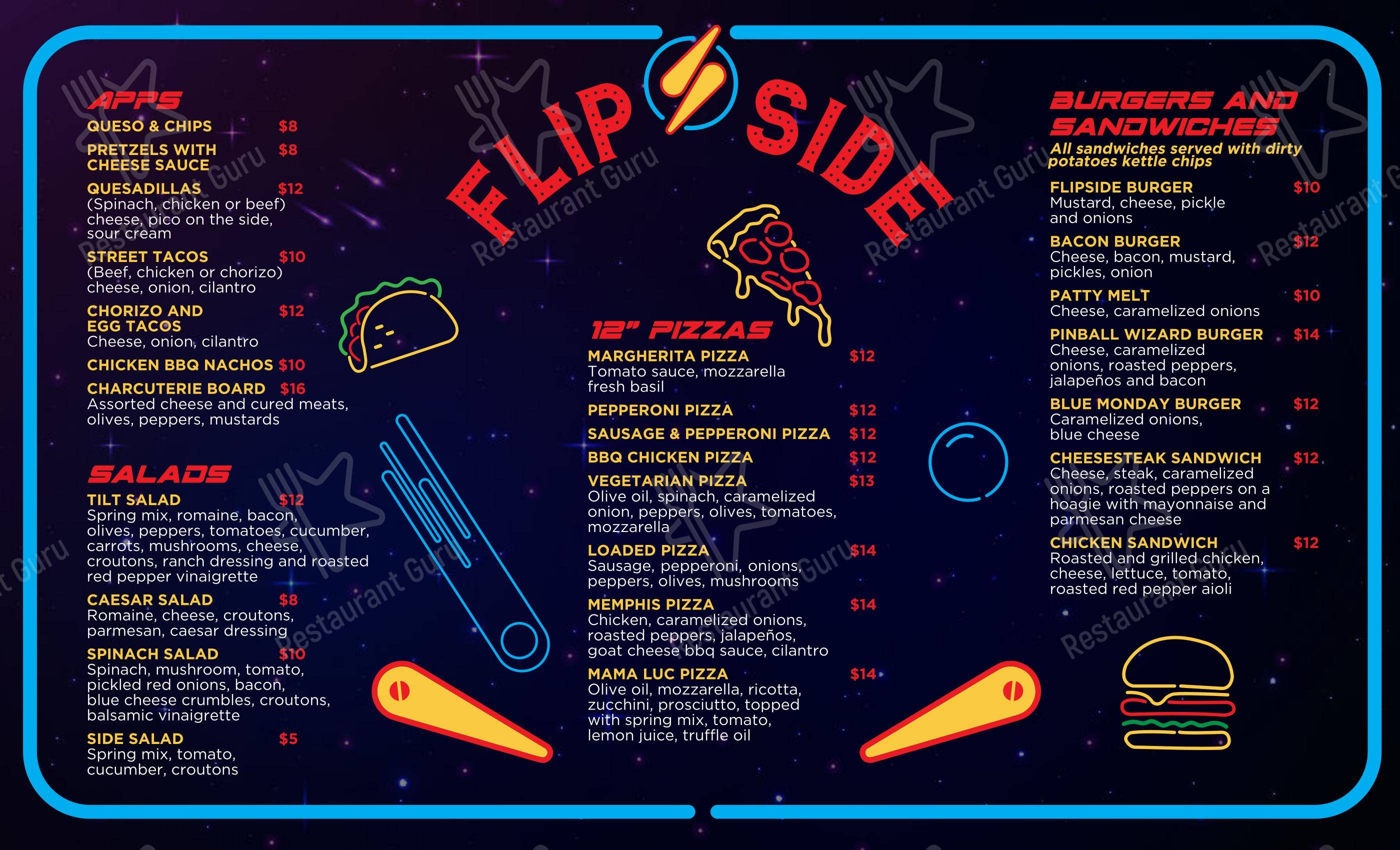 Menu at Flip Side pub & bar, Memphis
