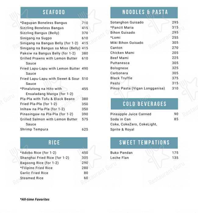 Menu at Floating Island Restaurant, Makati, H257+PR7