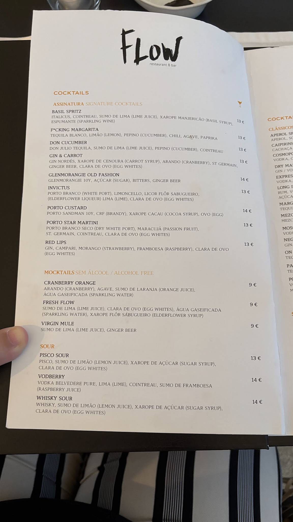 Menu at Flow Restaurant & Bar, Porto