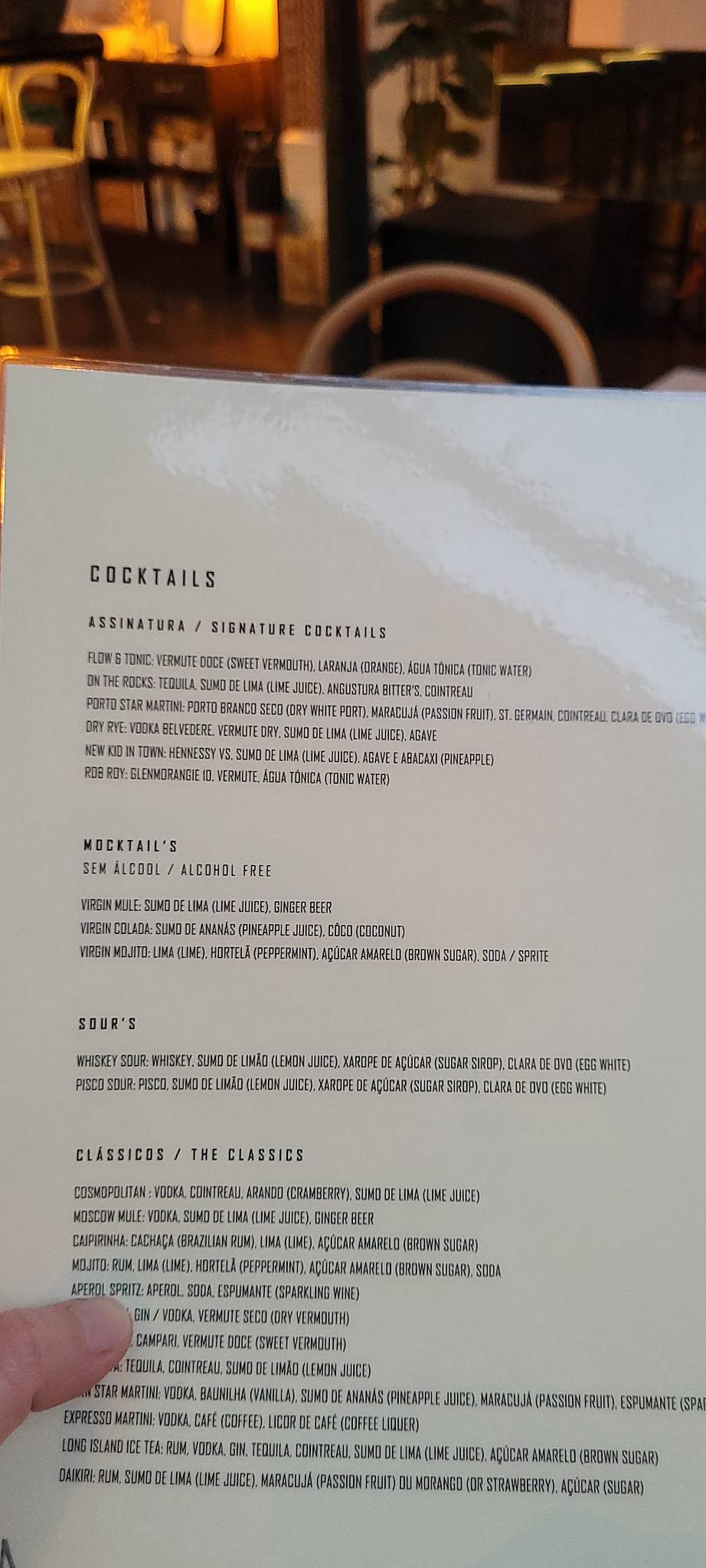 Menu em Flow Restaurant & Bar, Porto