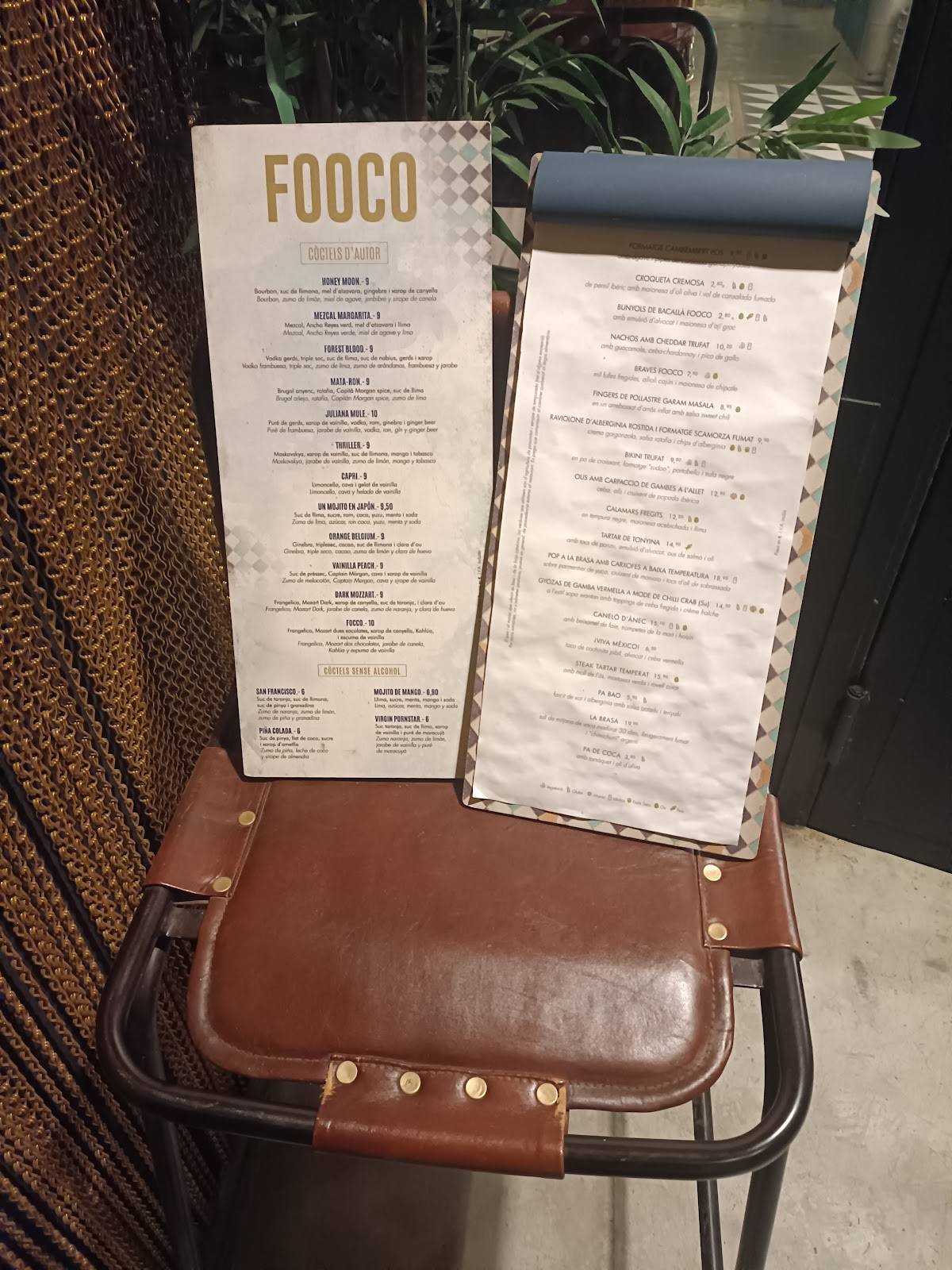 Carta de Fooco · Restaurant & Cocktails, Mataró