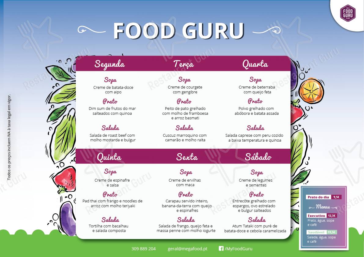 Menu em Food Guru restaurante, Lisboa