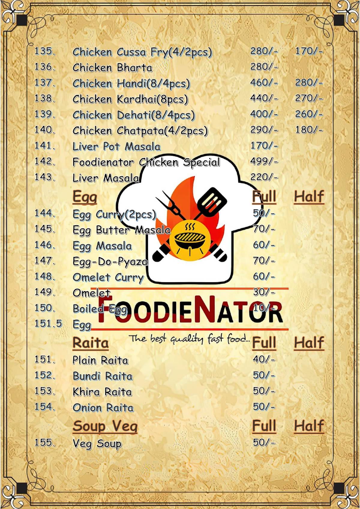 Menu at FoodieNator (Chinese & Indian Foods), Ranchi