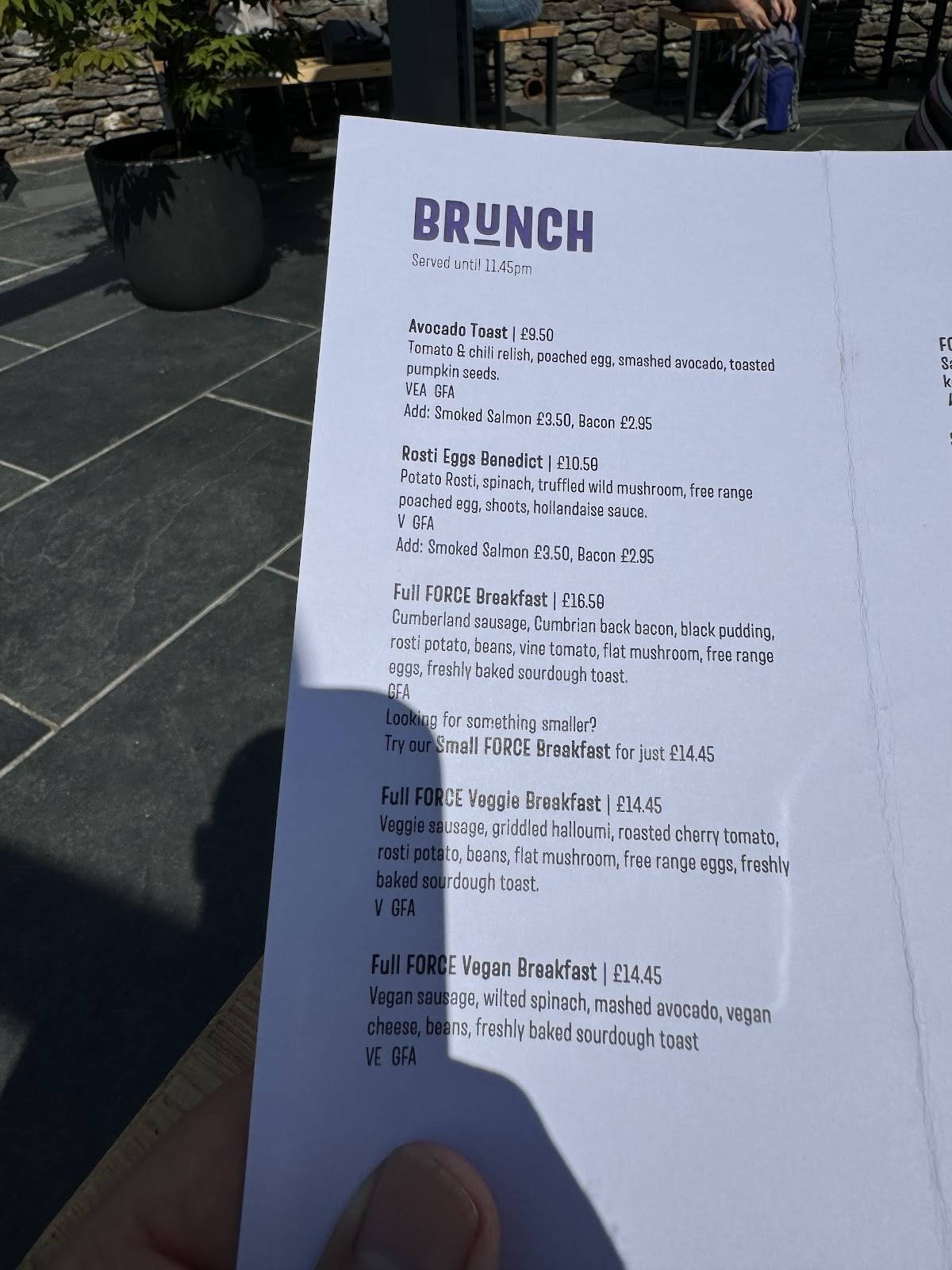 Menu at Force Cafe & Terrace, Ambleside