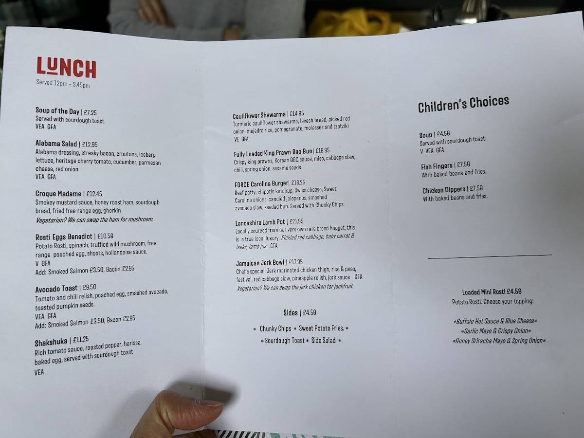 Menu at Force Cafe & Terrace, Ambleside