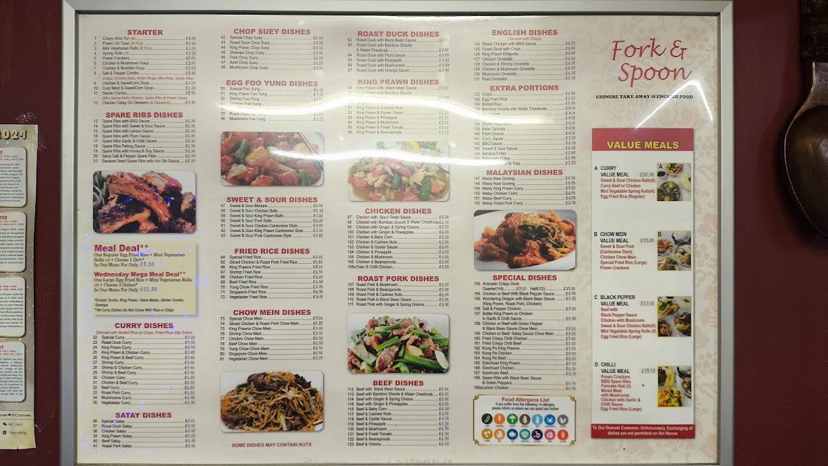 Menu at Fork & Spoon restaurant, Cinderford