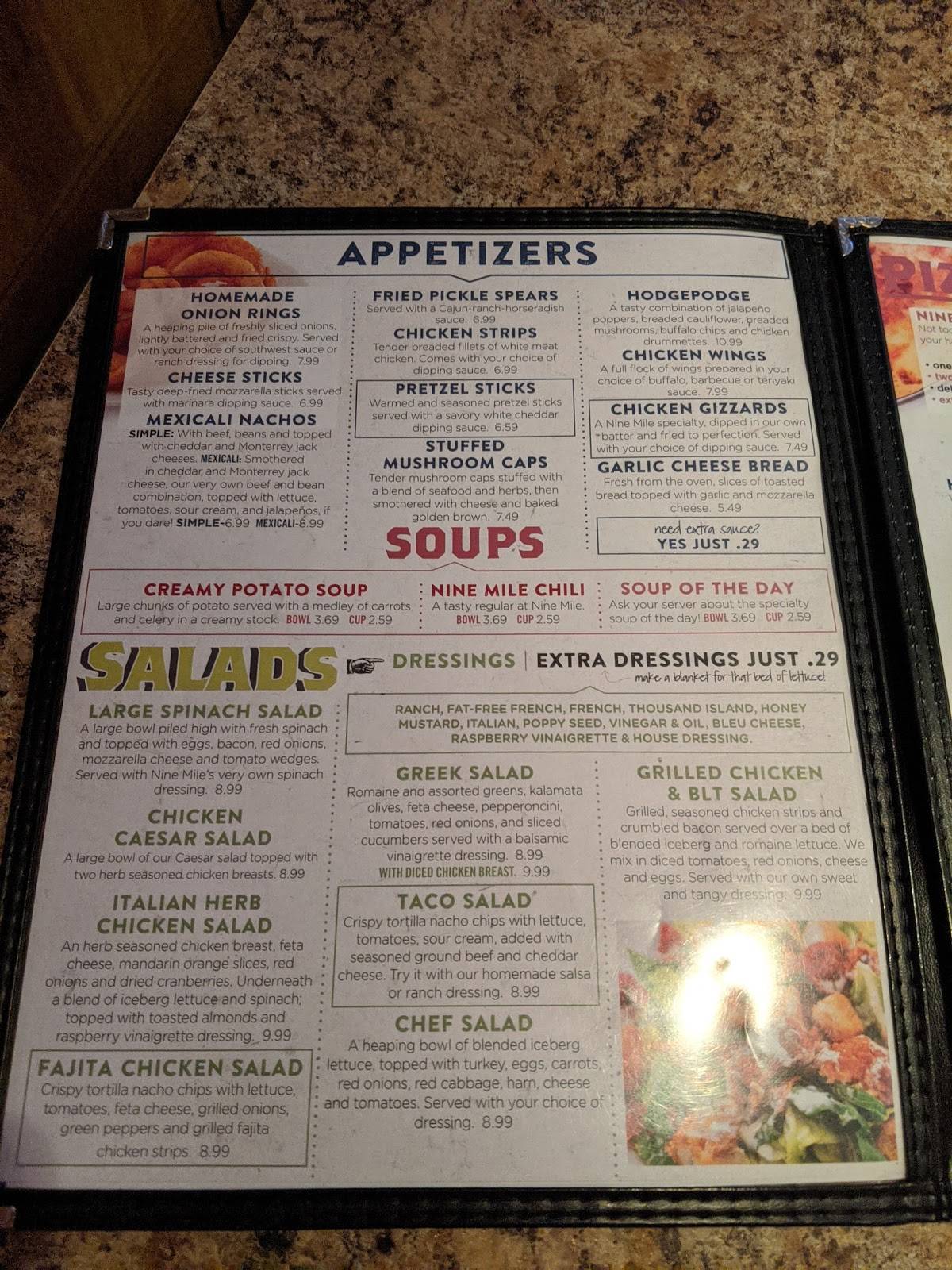 Menu at Nine Mile Restaurant, Fort Wayne