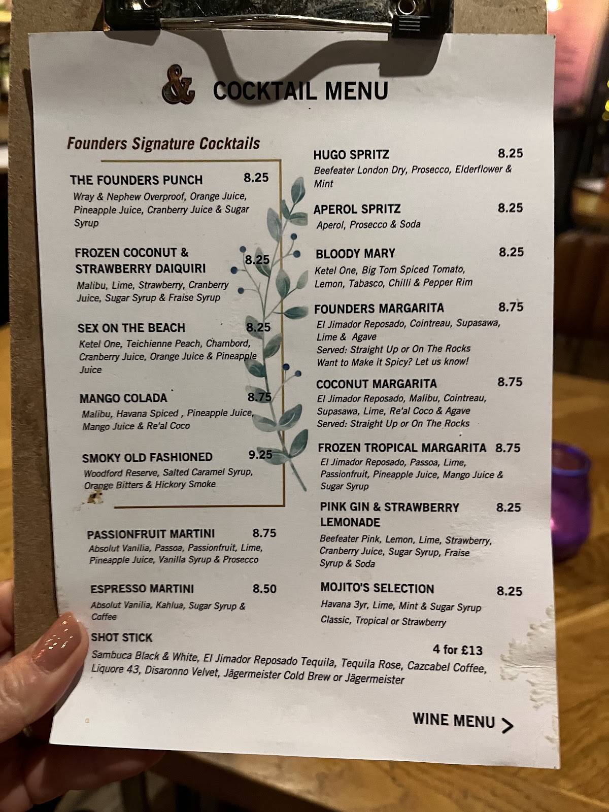 Menu at Founders & Co. Swansea pub & bar, Swansea