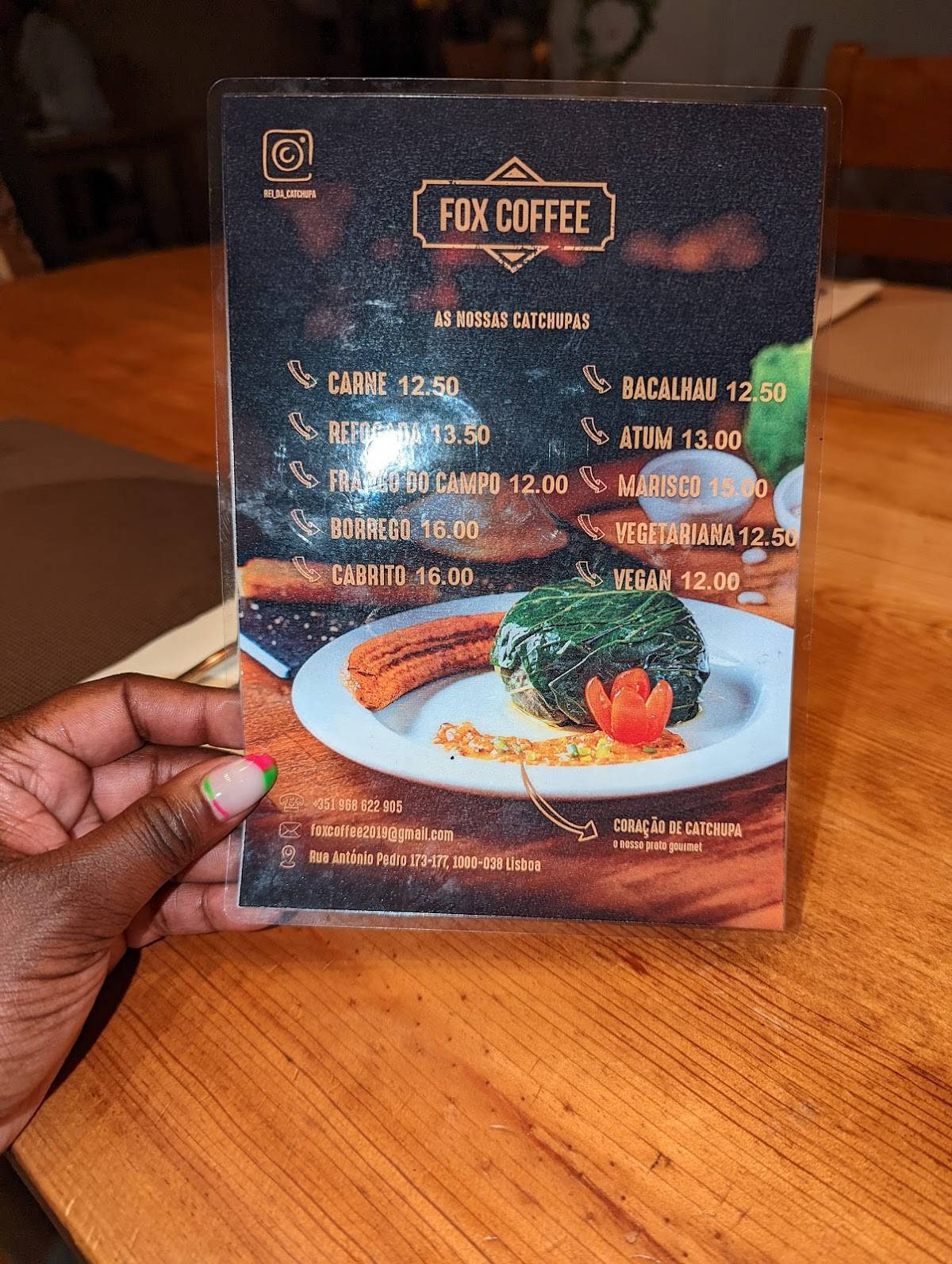 Menu em FOX COFFEE "O rei da cachupa" restaurante, Lisboa