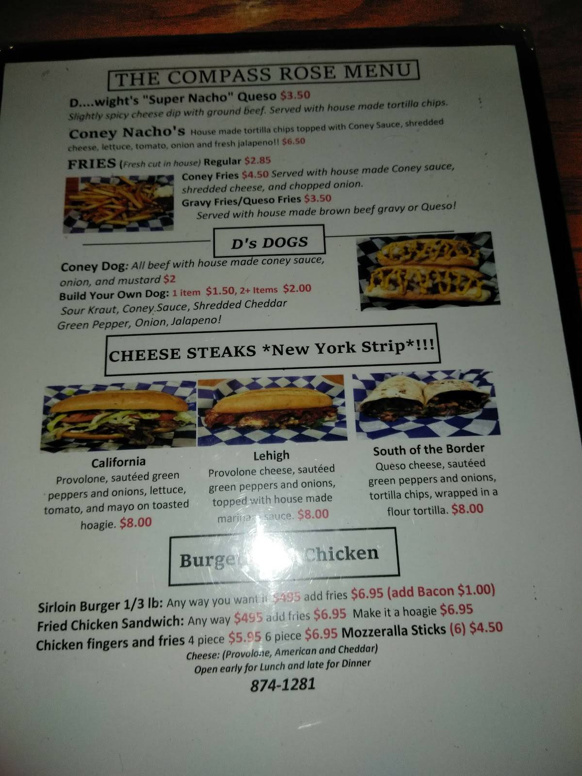 Menu at The Compass Rose Harbor Bar, Frackville