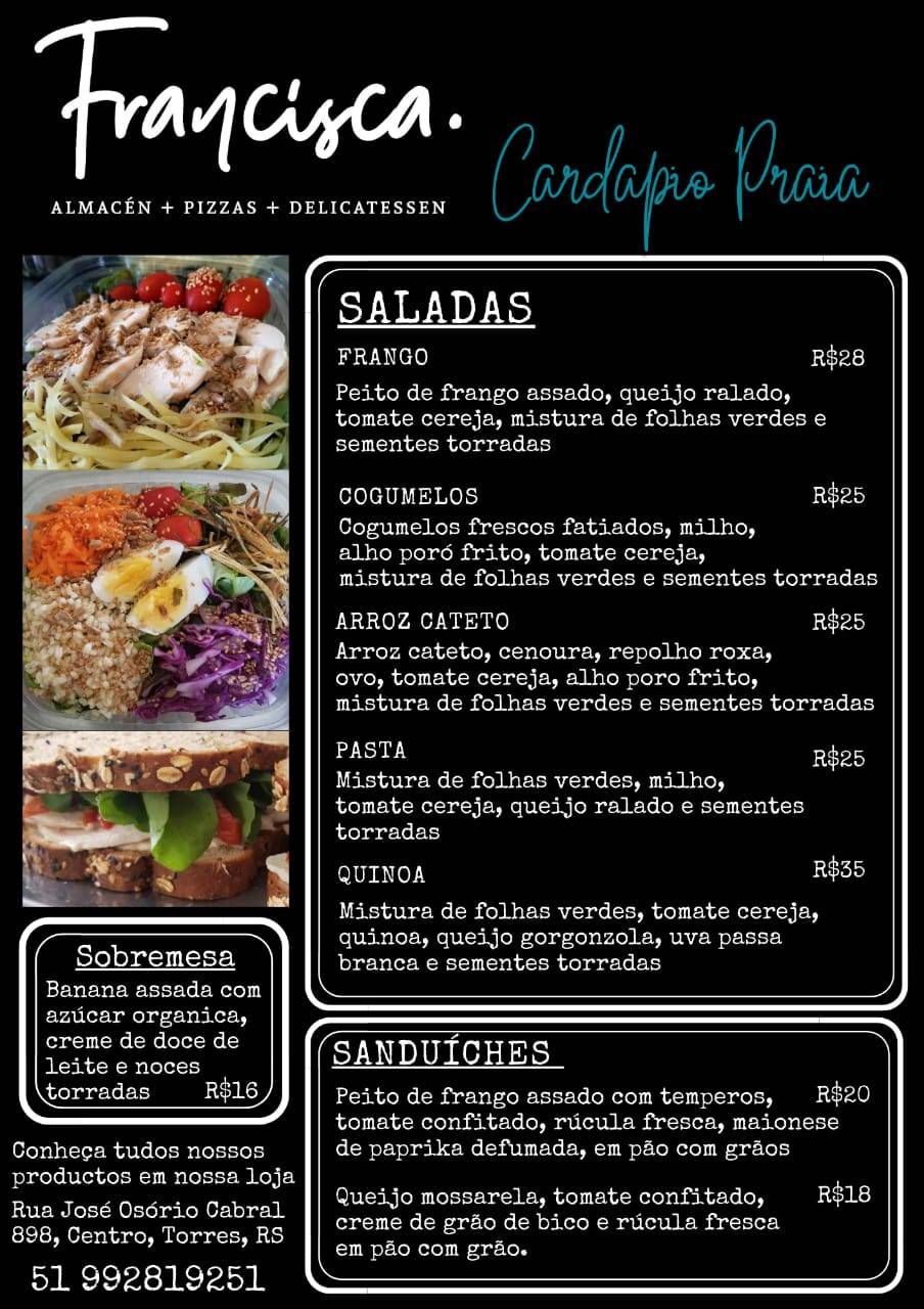 Menu at Francisca restaurant, Torres