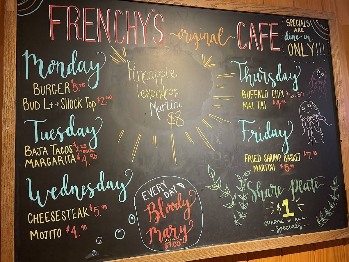Menu at Frenchy's Original Cafe, Clearwater