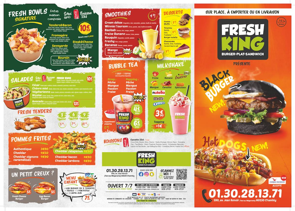Menu au Fresh King Chambly restaurant, Chambly