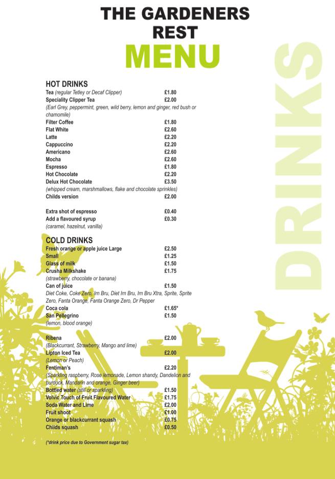 Menu at The Gardener's Rest restaurant, Freuchie, Bridgend Garden Centre