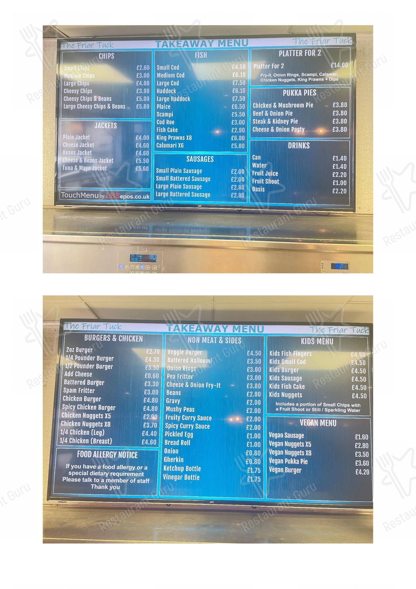 Menu at Friar Tuck Fish Bar, Cirencester