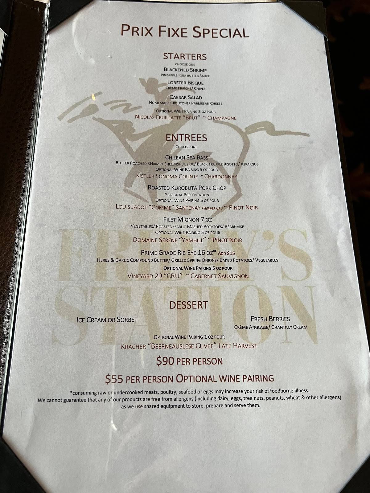 Menu at Fridays Station Steak & Seafood Grill steakhouse, Stateline, 15 ...