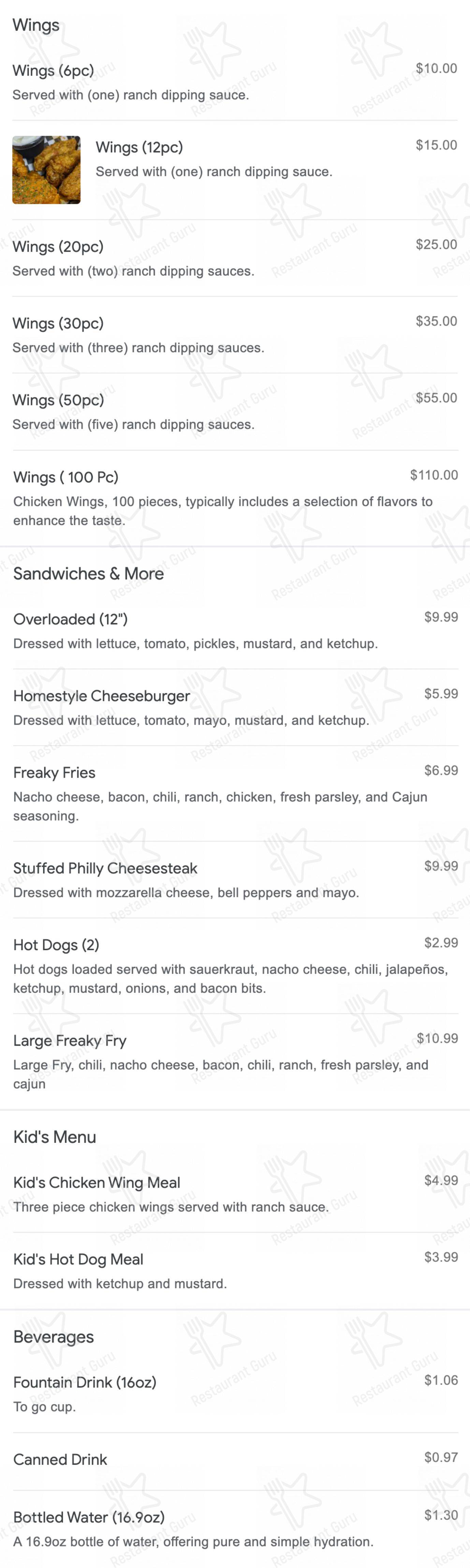 Menu at Fry Daddy's restaurant, Mobile
