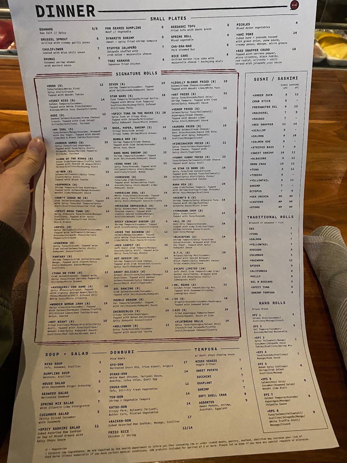 Menu at Fudo restaurant, Chamblee, 5070 Peachtree Blvd A-100