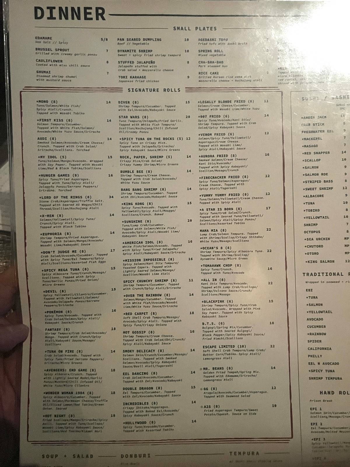 Menu at Fudo restaurant, Chamblee, 5070 Peachtree Blvd A-100