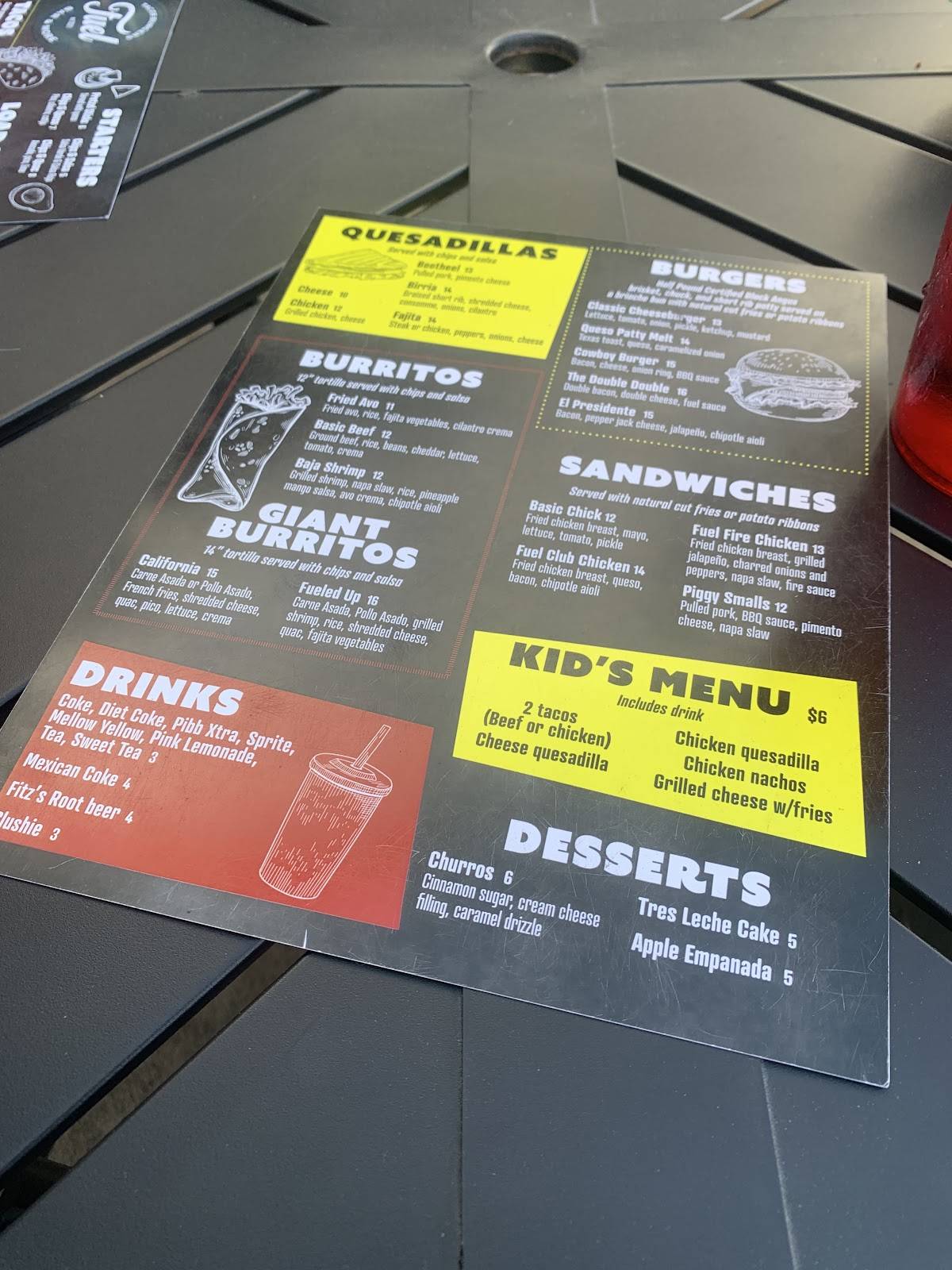 Menu at Fuel Bar + Taco, Jackson