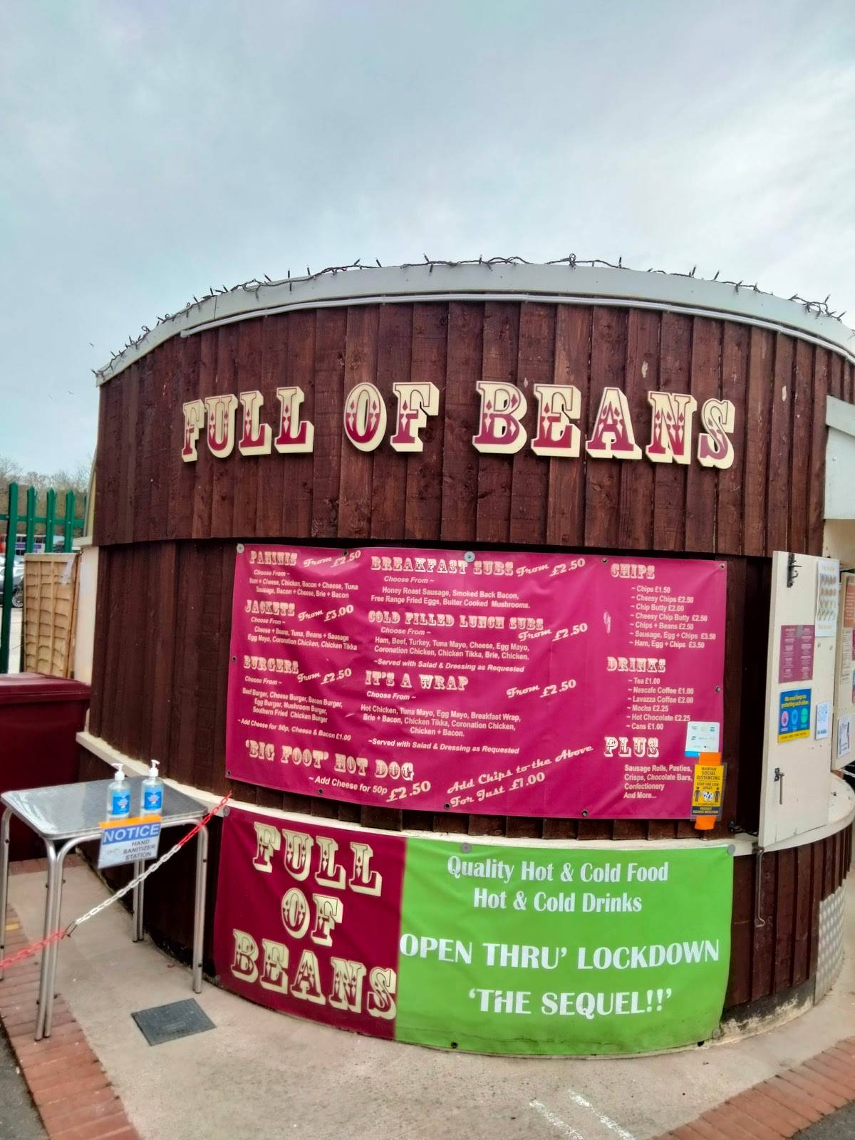 Menu at Full of Beans fast food, Exeter, The Kiosk Matford Park and Ride