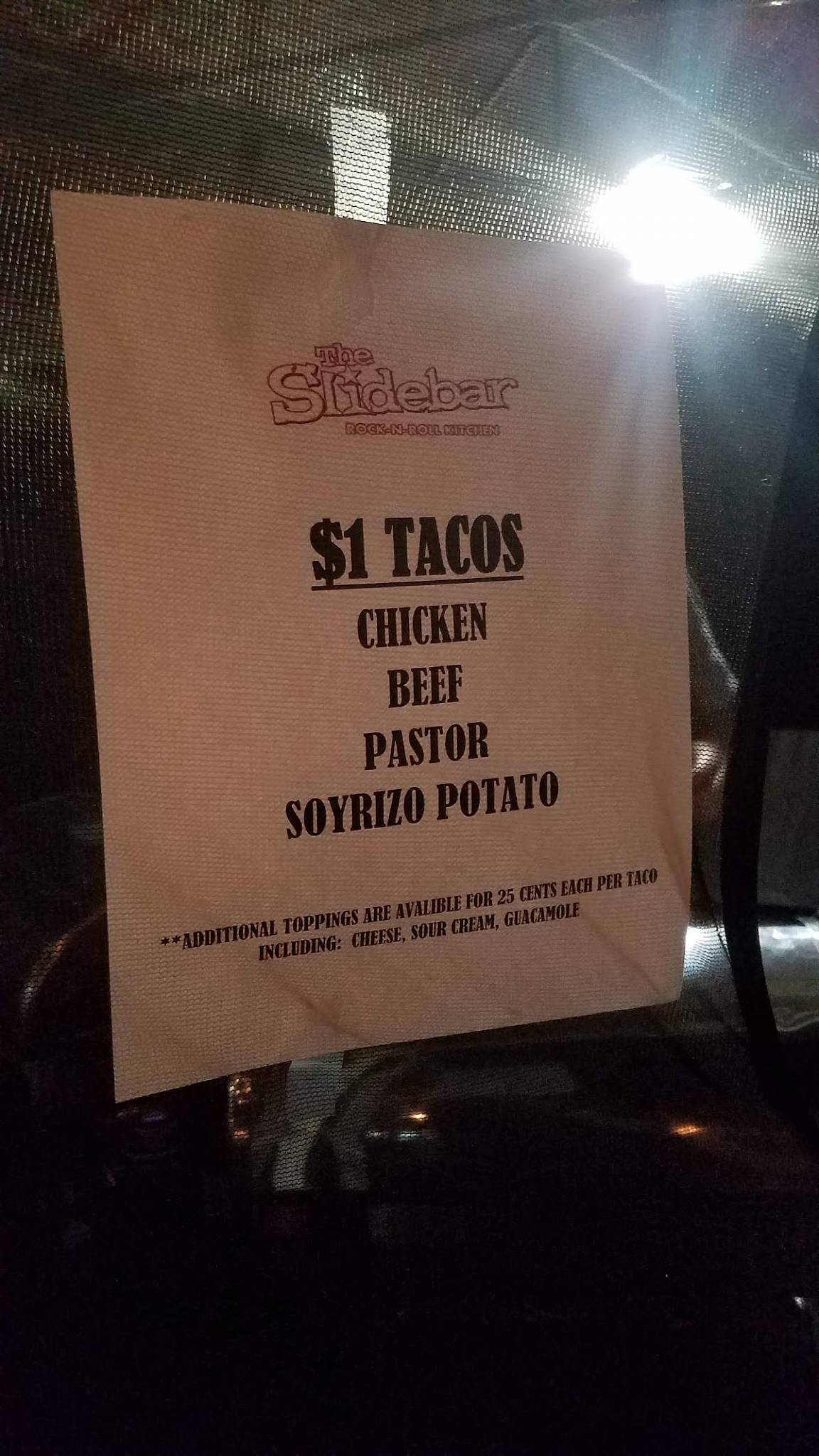 Menu at Slidebar Rock n' Roll Kitchen, Fullerton