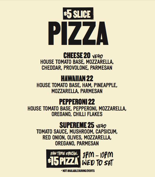 Menu at Fun Time Pony pub & bar, Canberra