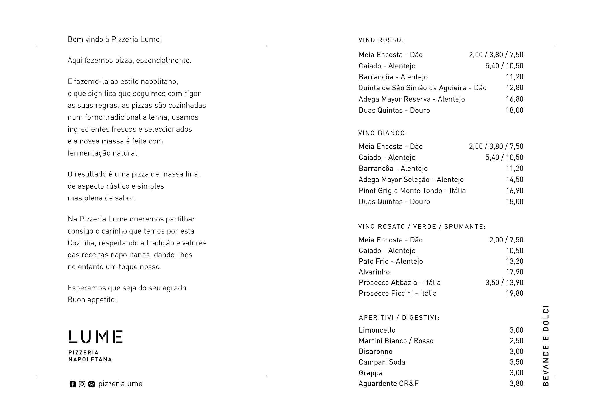 Carta de Lume Pizzeria, Funchal