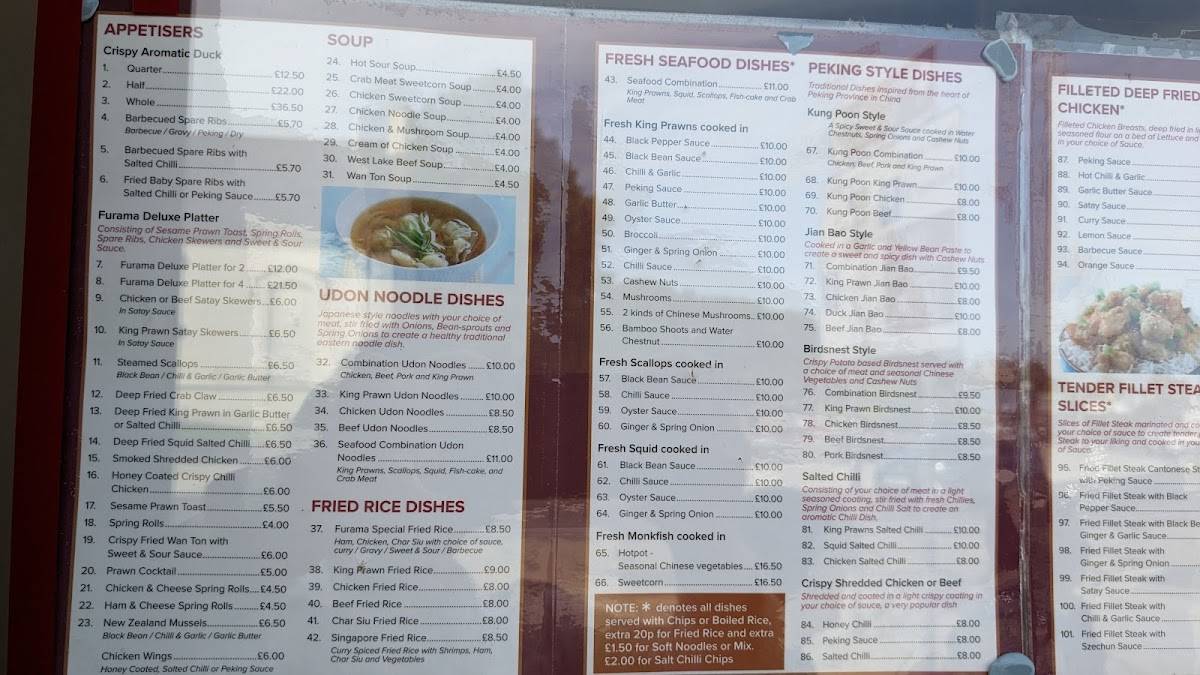 Carta de Furama Cantonese Restaurant, Antrim