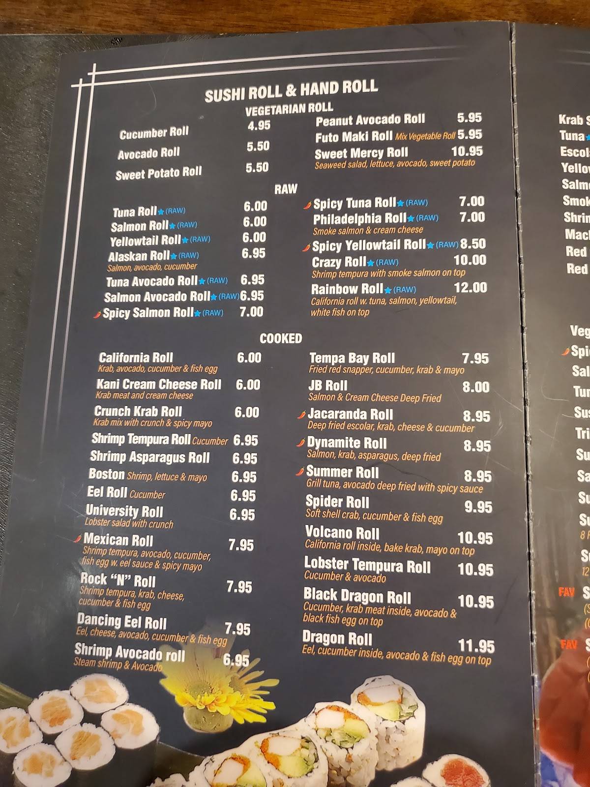 Menu at Fushimi Sushi Japanese Restaurant, Middleburg