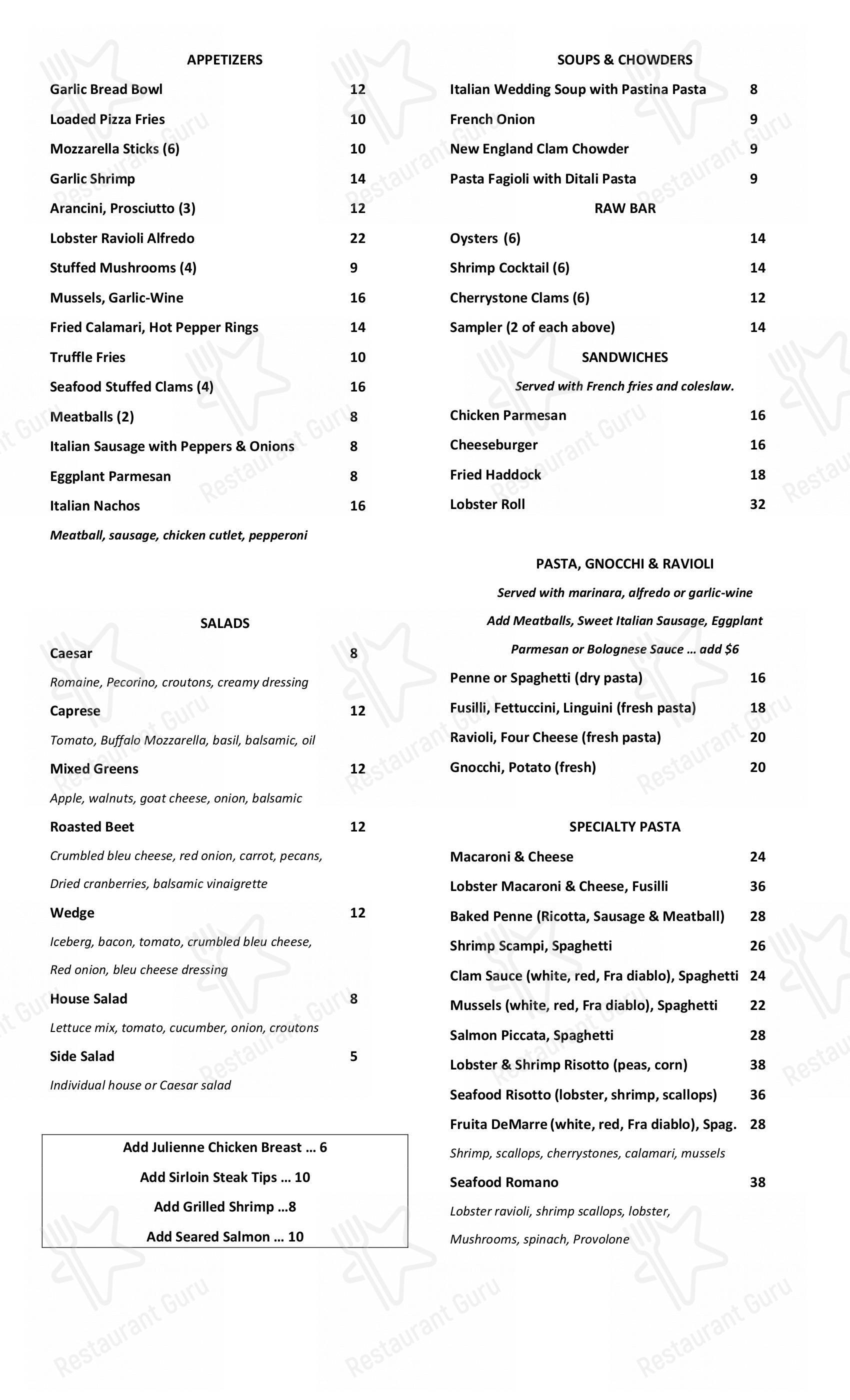Menu at Fusilli's Cucina restaurant, Reading