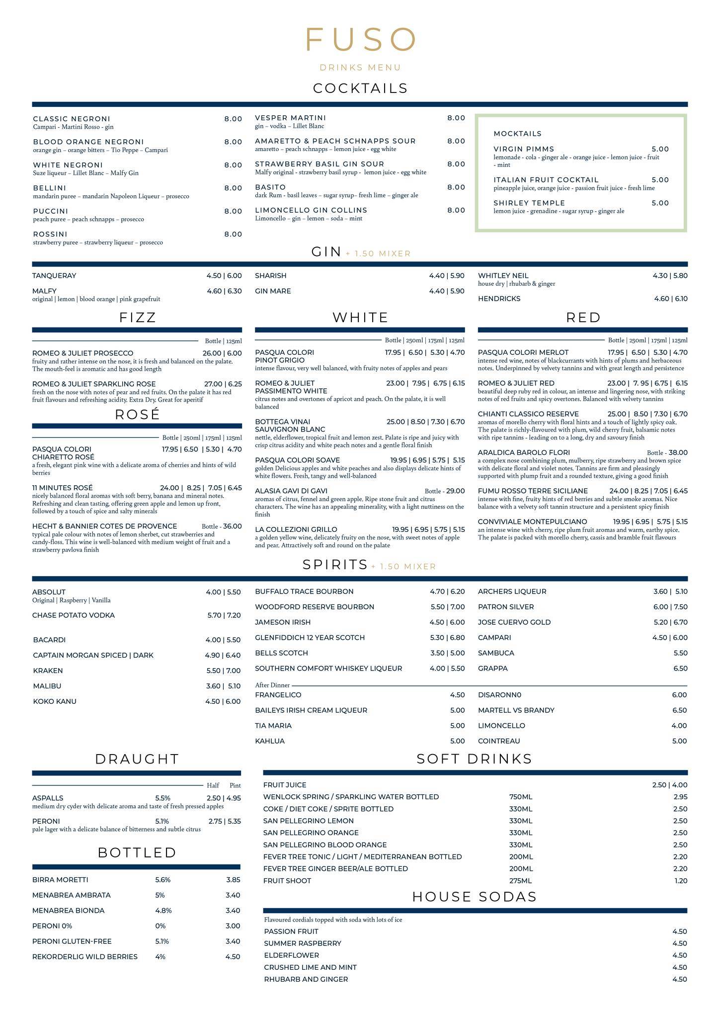 Menu at Fuso Restaurant, Bromsgrove