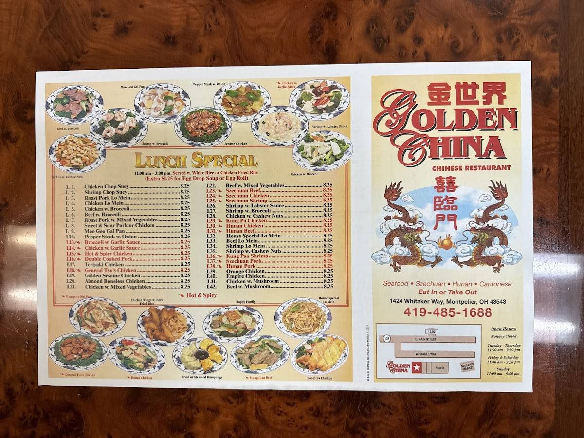 Menu at GOLDEN CHINA restaurant, Montpelier