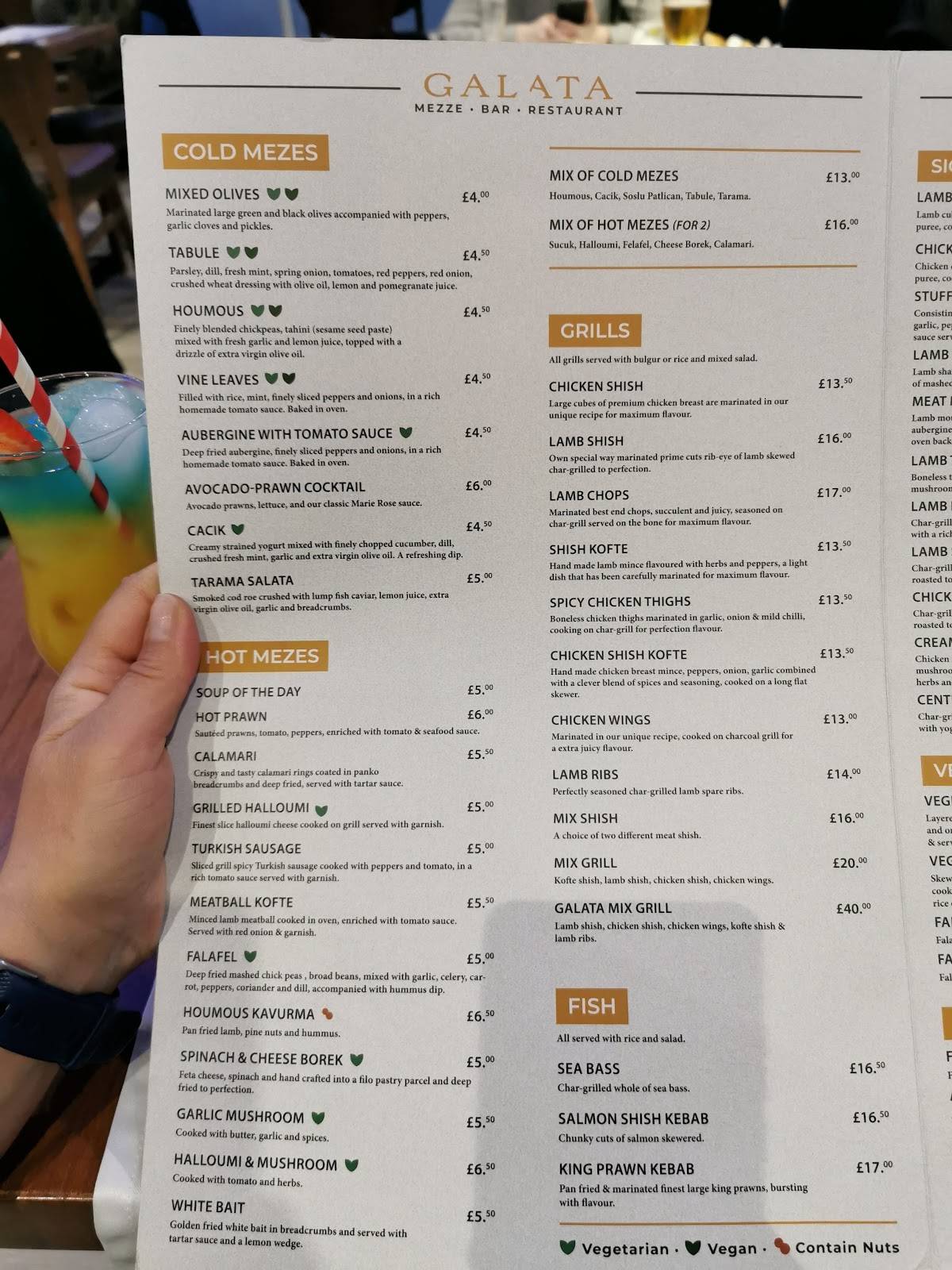 Menu at Galata Mezze Restaurant & Bar, Rainham