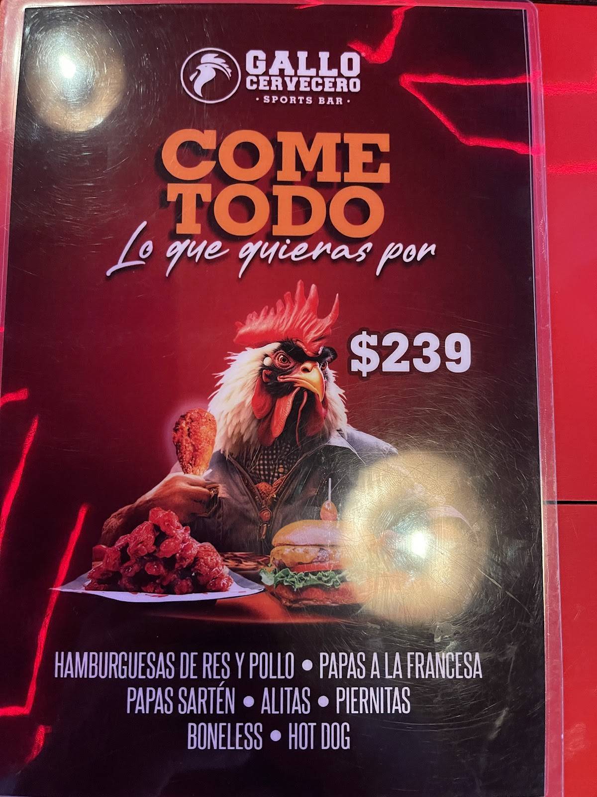 Menu at Gallo Cervecero pub & bar, Oaxaca, Calz. Porfirio Díaz 233B