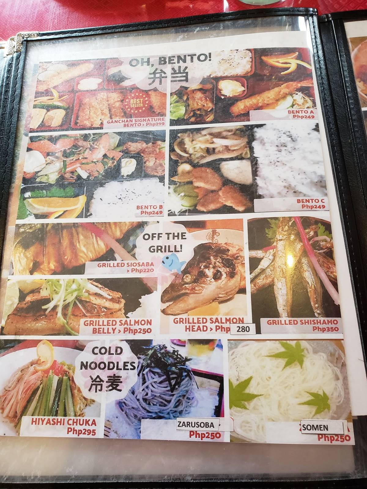 Menu at GanChan Japanese Restaurant, Malolos