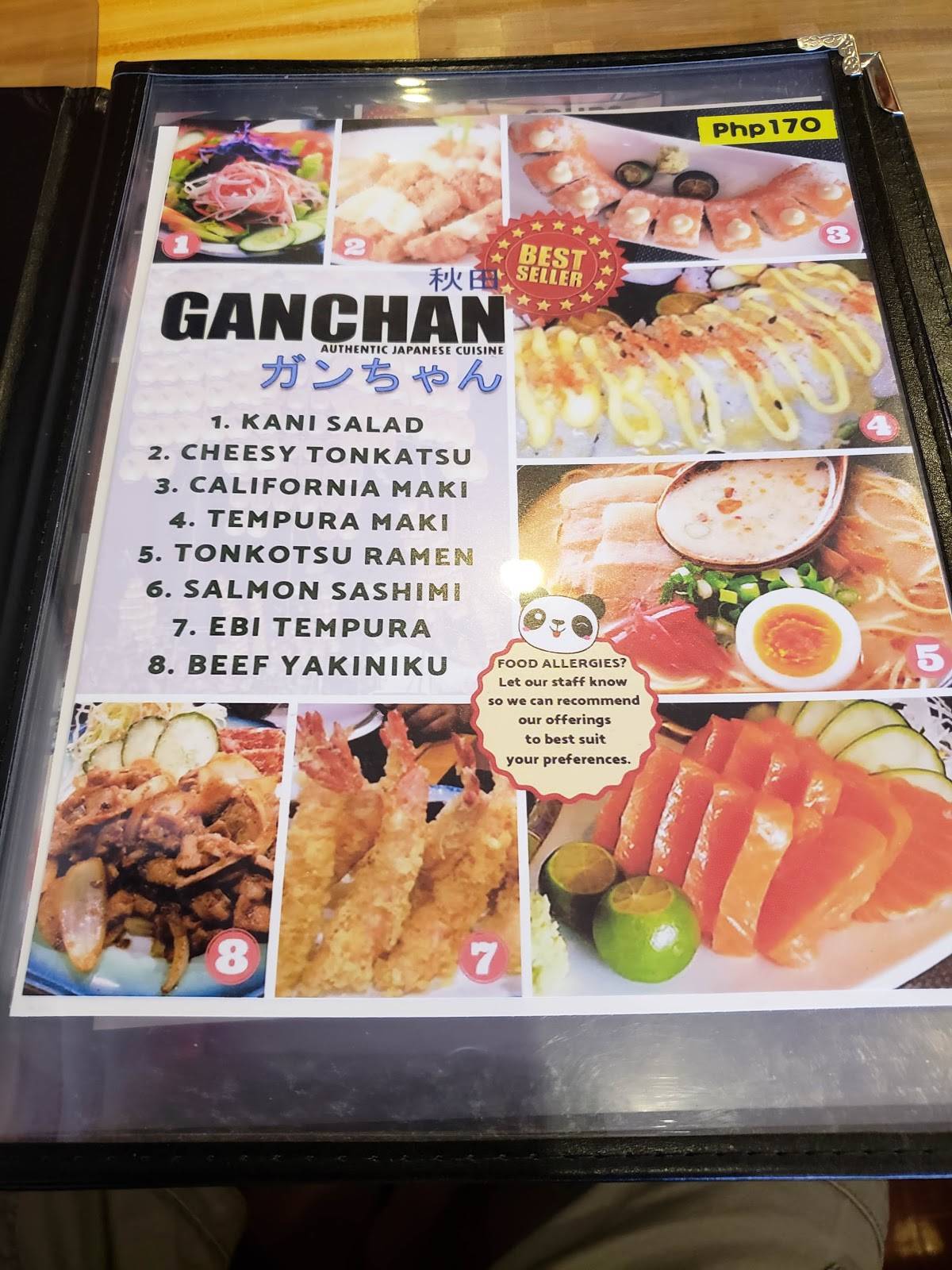 Menu at GanChan Japanese Restaurant, Malolos